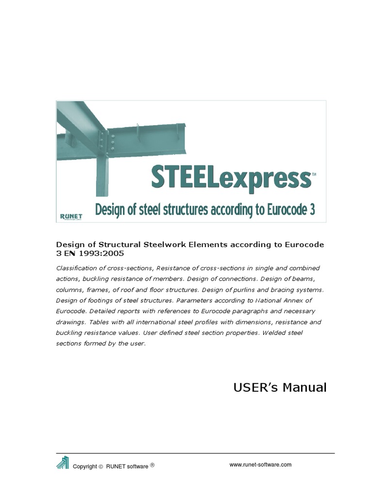 USER's Manual: Design of Structural Steelwork Elements According To ...