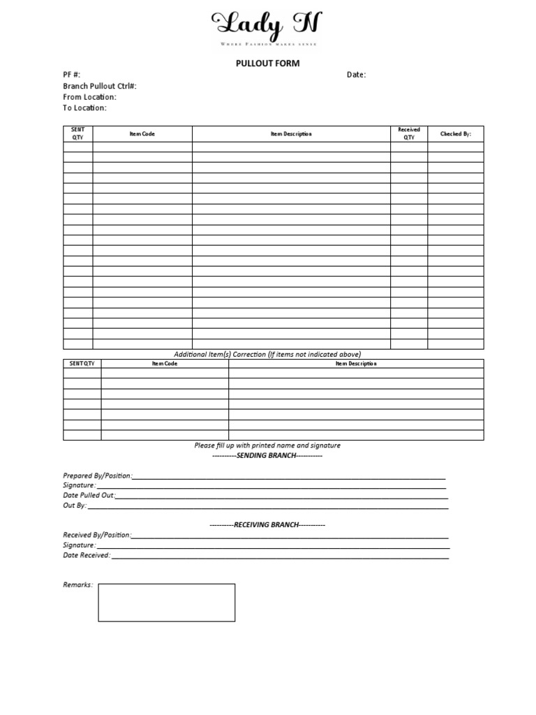 Pullout Form Lady N | PDF