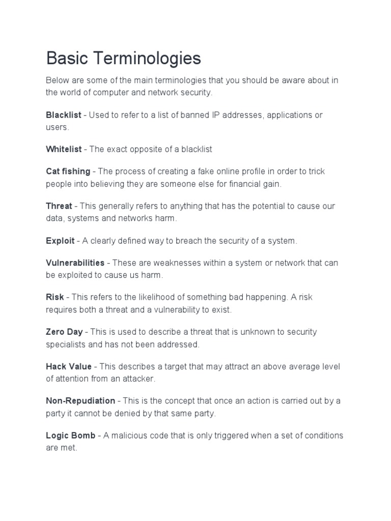 Basic Terminologies | PDF