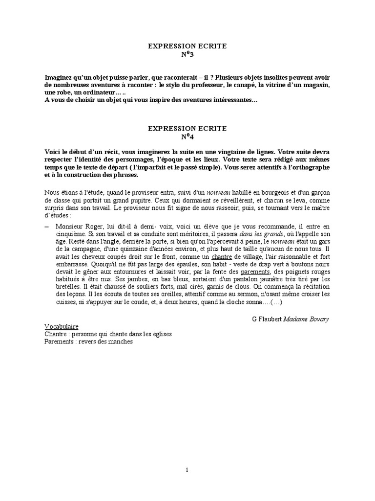 Sujets Expression Écrite | PDF