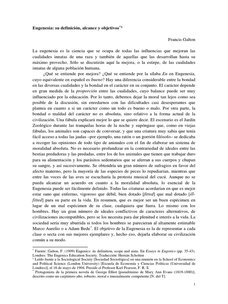 Definición y objetivos de la eugenesia | PDF | Eugenesia | Science