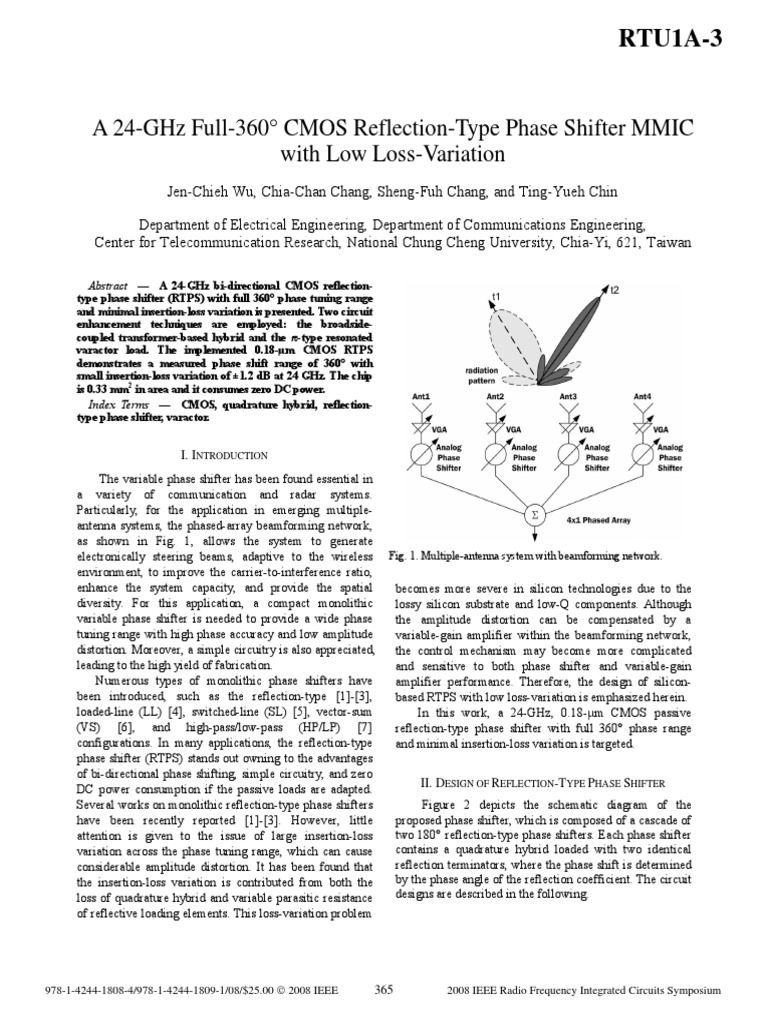A 24-Ghz Full-360 ° Cmos Reflection-Type Phase Shifter Mmic With Low ...