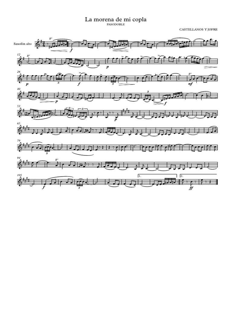 La Morena de Mi Copla Saxofón Alto | PDF