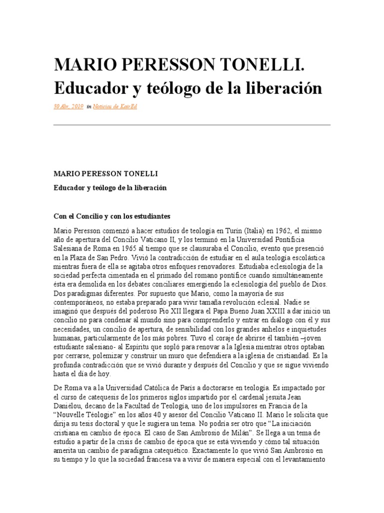 Mario Peresson Tonelli | PDF | Concilio Vaticano II | Divinidad ...