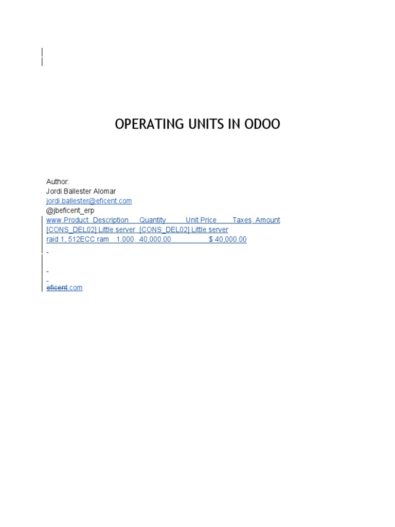 Operating Units in Odoo | PDF | Accounts Payable | Debits And Credits