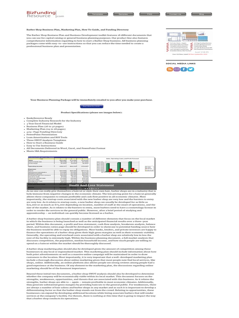Barber Shop Business Plan and SWOT Analysis | PDF | Economies | Market ...