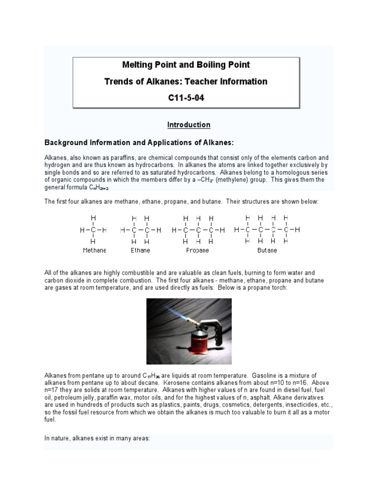 Trends in Melting Points and Boiling Points of Alkanes: What Factors Determine Intermolecular ...
