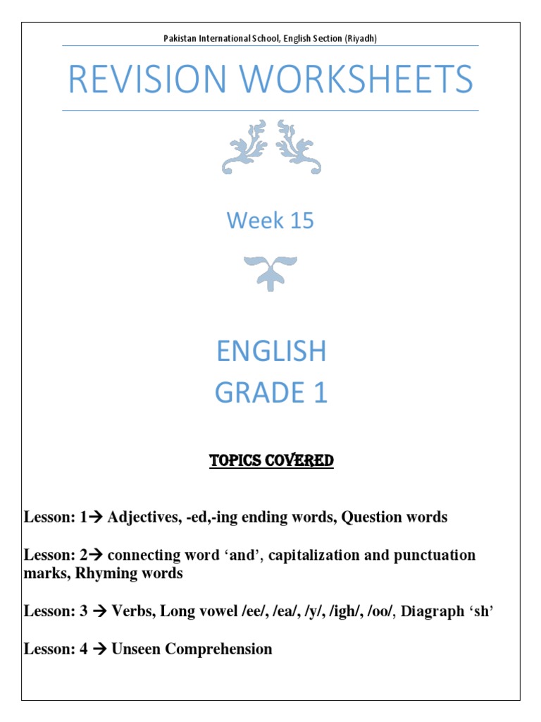 Grade 1 English Revision Worksheets | PDF | English Language ...