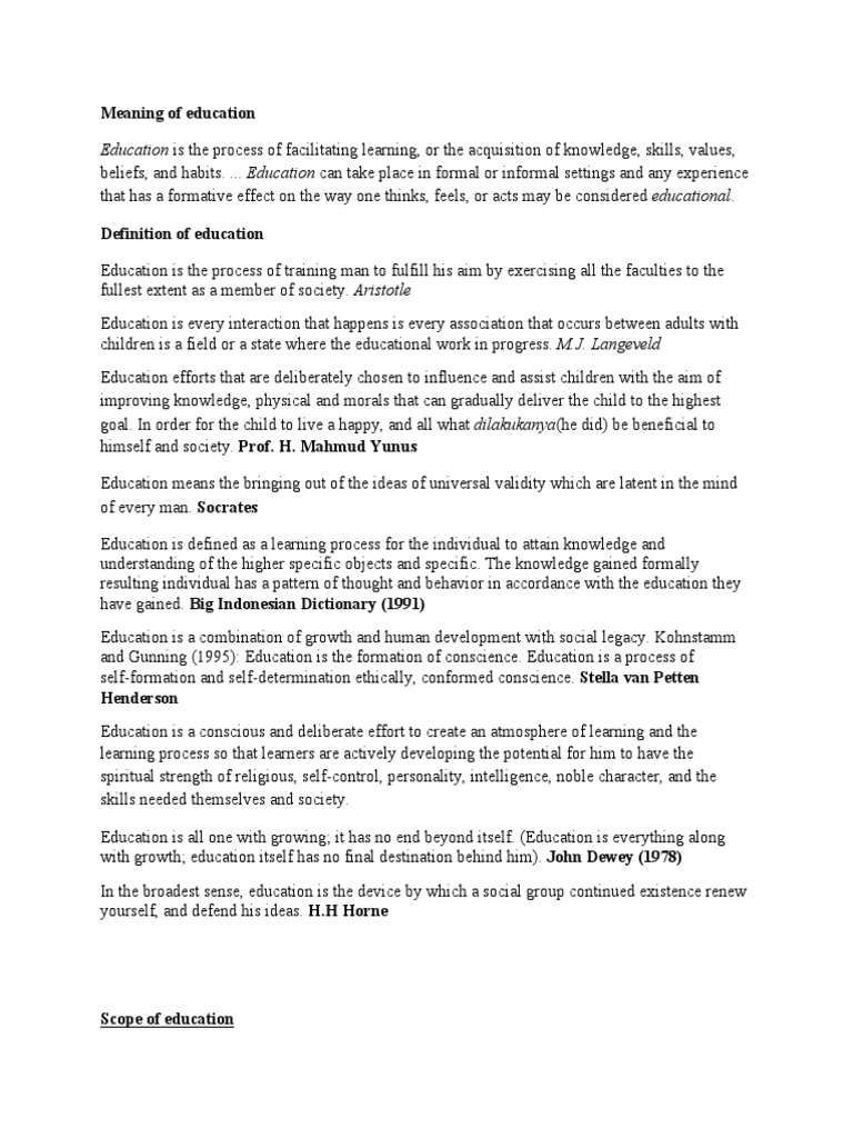 Meaning of Education | PDF | University | Philosophy Of Education