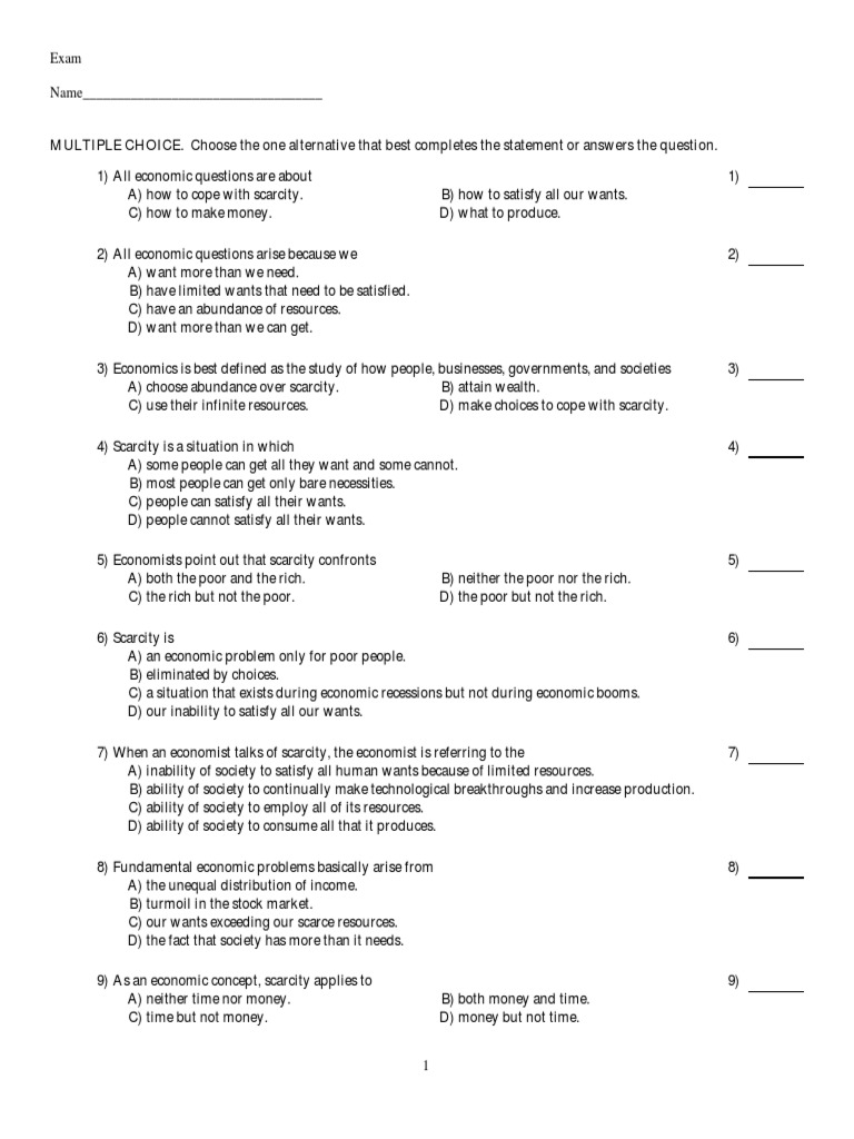 IPE Revision Test Bank 1-3 | PDF | Microeconomics | Economics