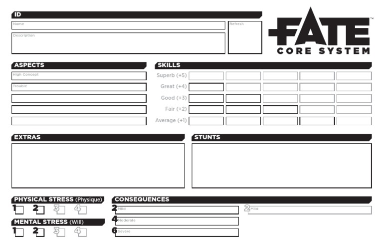Fate Core Character Sheet | PDF