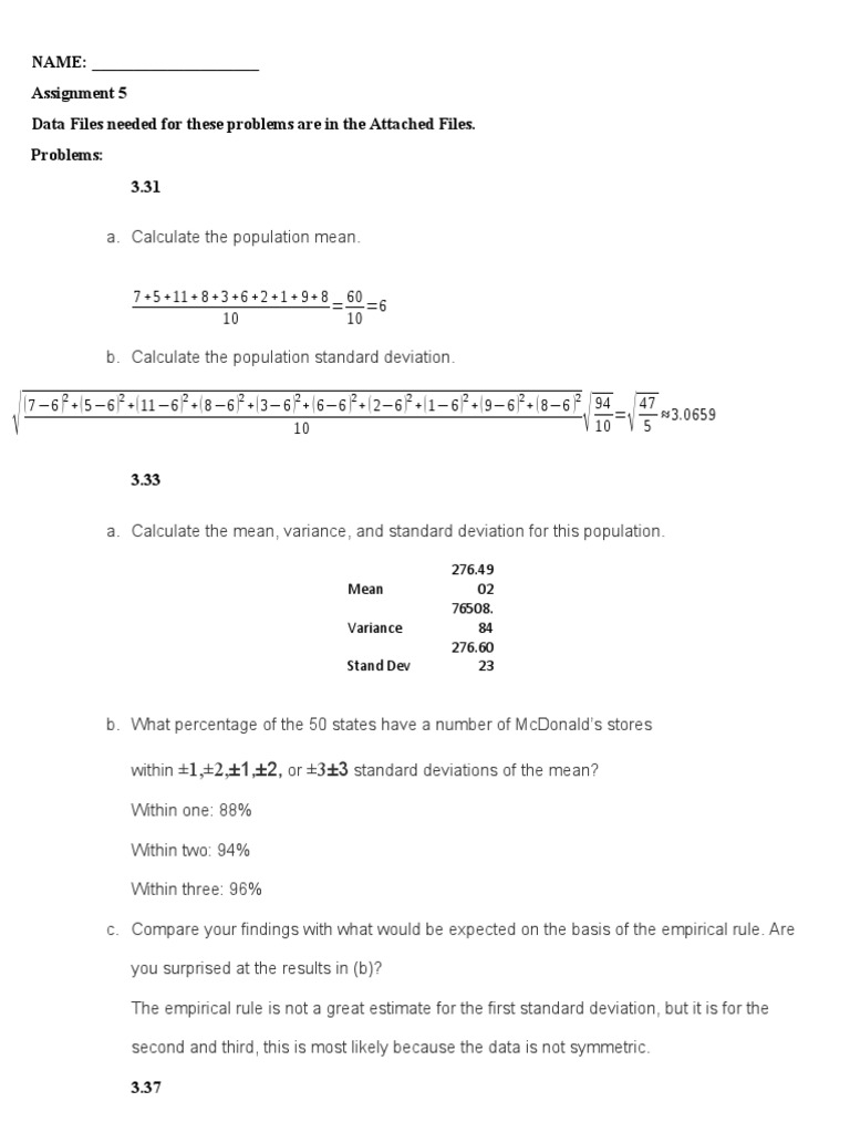 NAME: - Assignment 5 Data Files Needed For These Problems Are in The ...