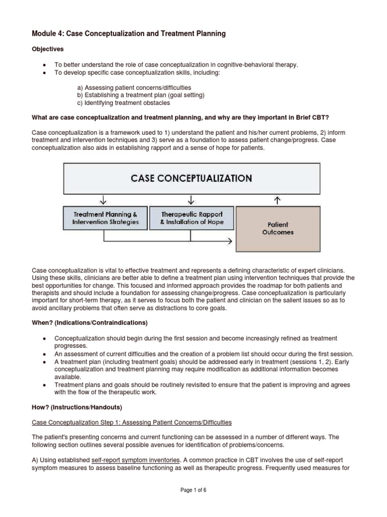 Module 4: Case Conceptualization and Treatment Planning: Objectives ...