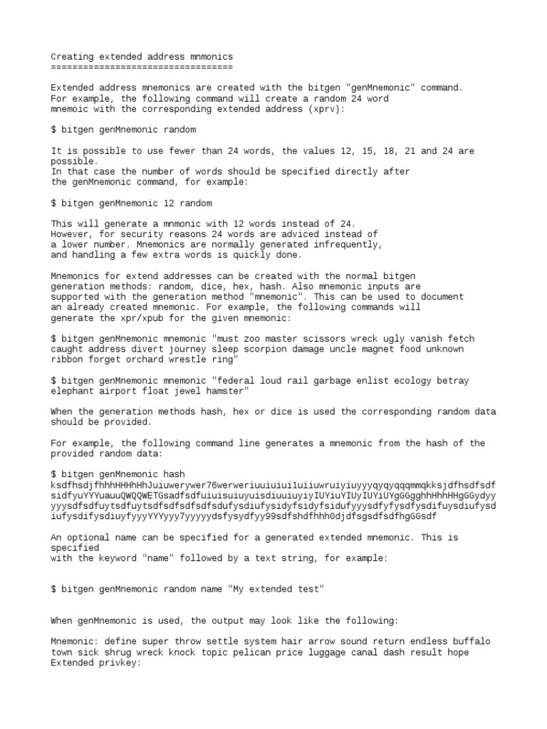 Generating Extended Address Mnemonics: A Guide to Creating and Using BIP39 Mnemonics for ...