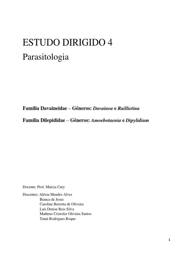 ED 4 - Família Davaineidae - Gêneros Davainea e Raillietina | Download ...