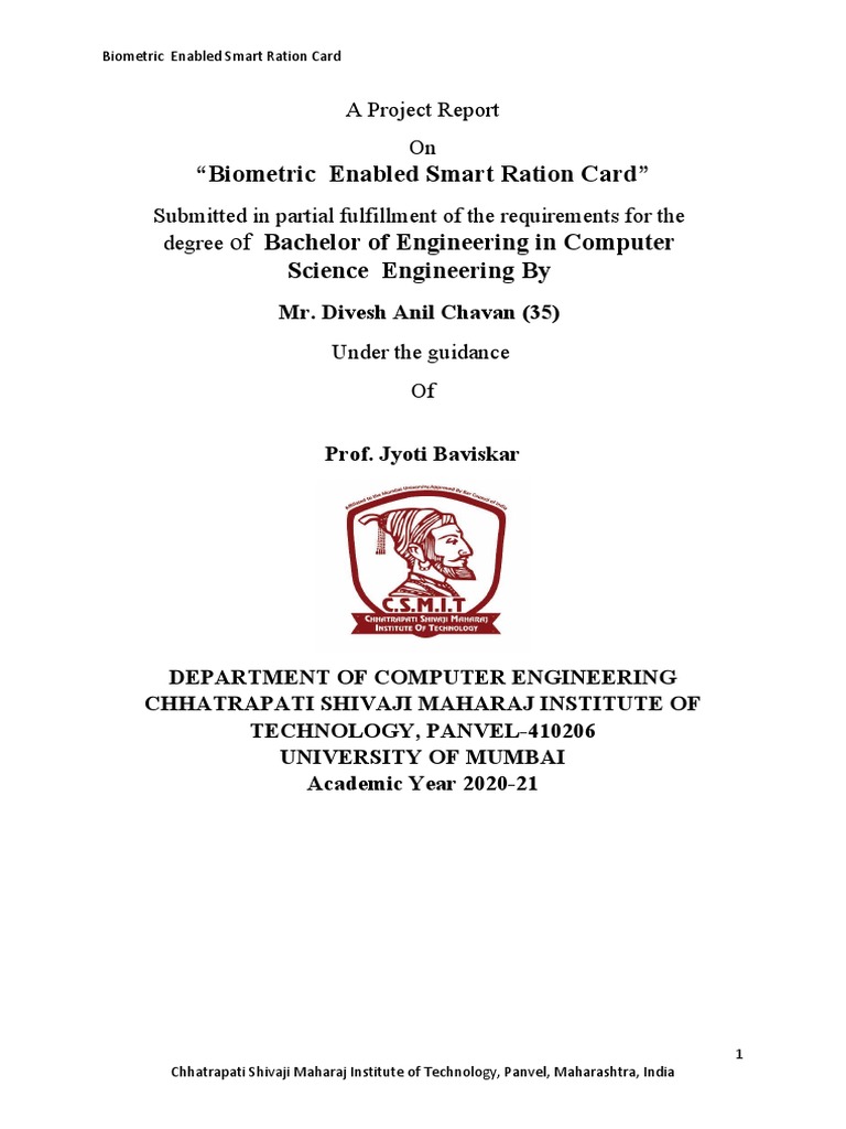 Project Report of Biometric Enabled Smart Ration Card | PDF | Software ...