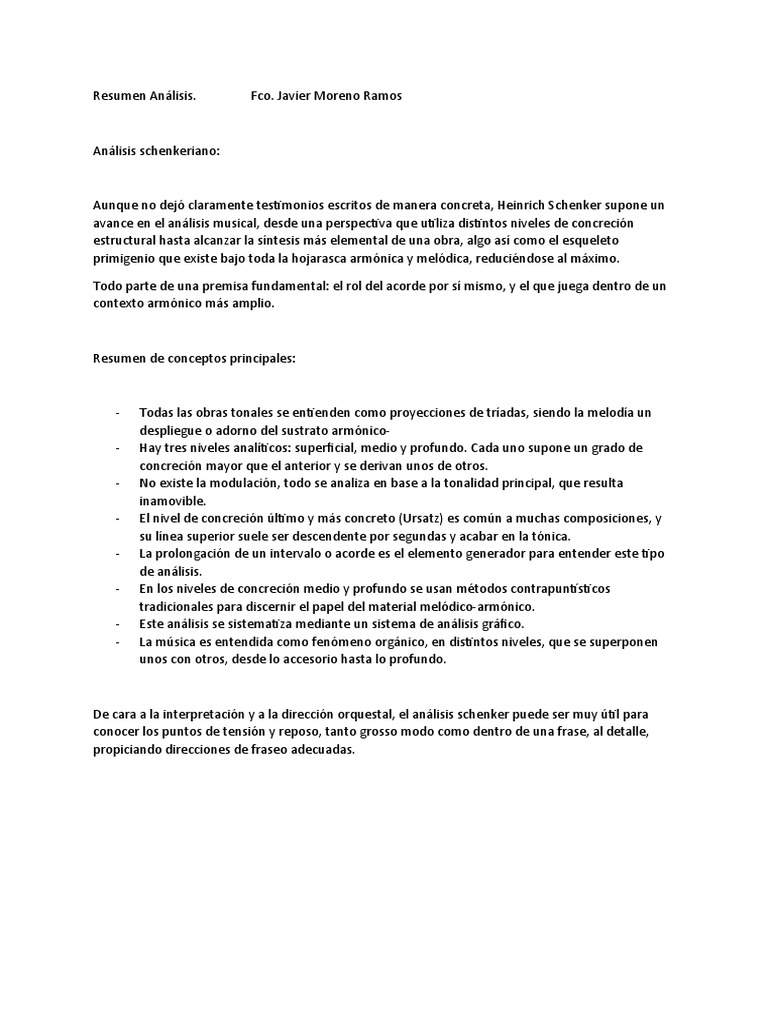 Resumen Método Análisis Schenker | PDF