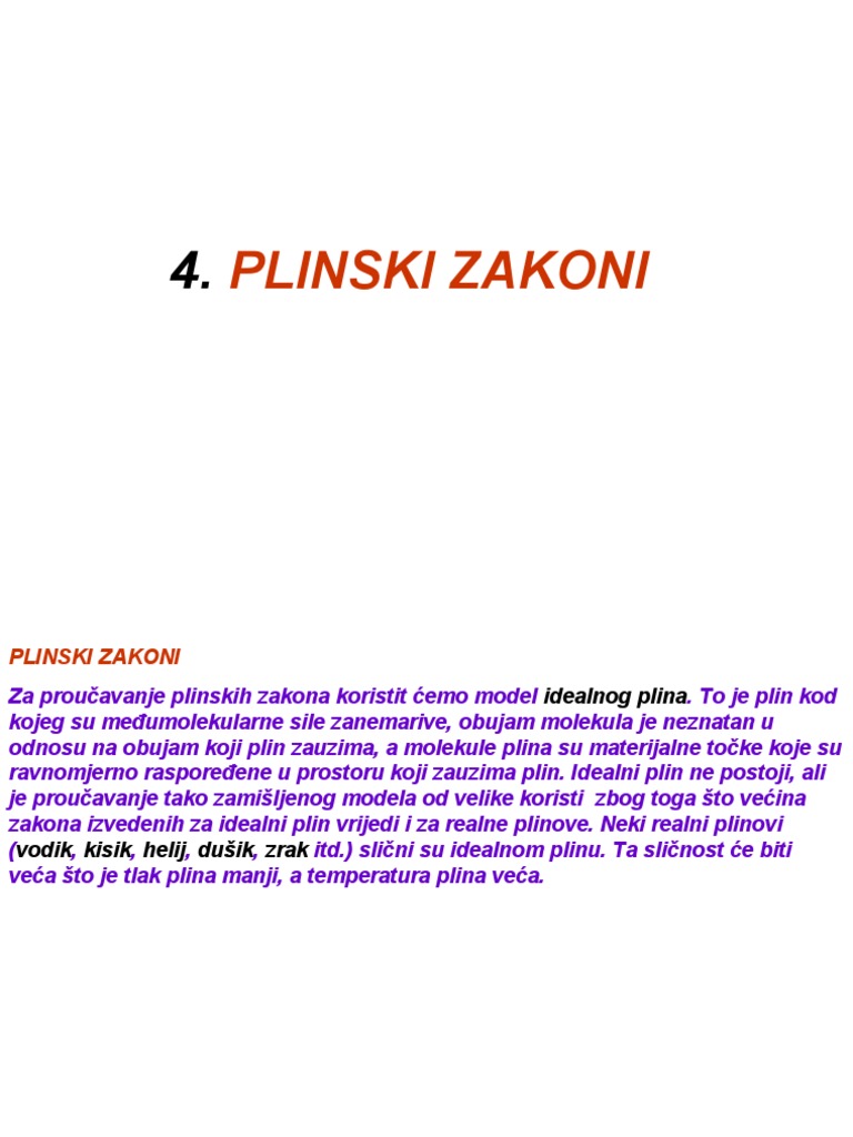 PLINSKI ZAKONI, 4.1. Boyle-Mariotteov Zakon | PDF