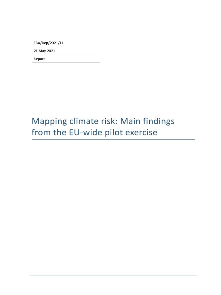 Mapping Climate Risk - Main Findings From The EU-wide Pilot Exercise On ...