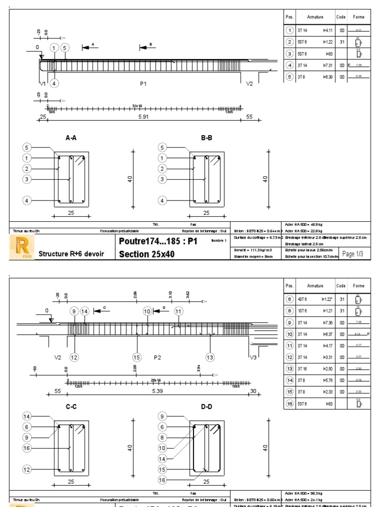 1 Ferraillage Poutres | Download grátis PDF | Conception architecturale | Architecture