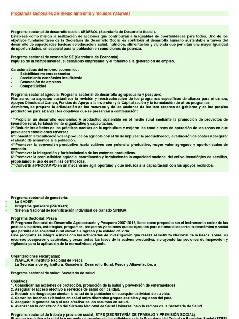Programas Sectoriales Del Medio Ambiente y Recursos Naturales | PDF | Igualdad de género ...