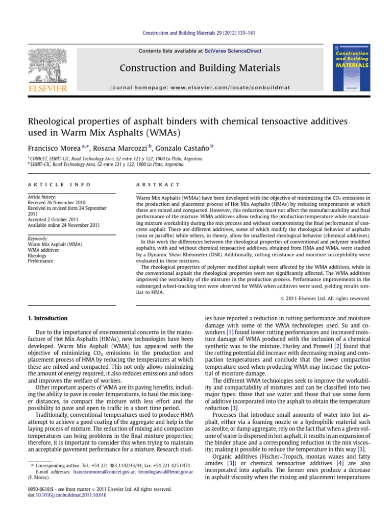 Rheological Properties of Asphalt Binders With Chemical Tensoactive ...