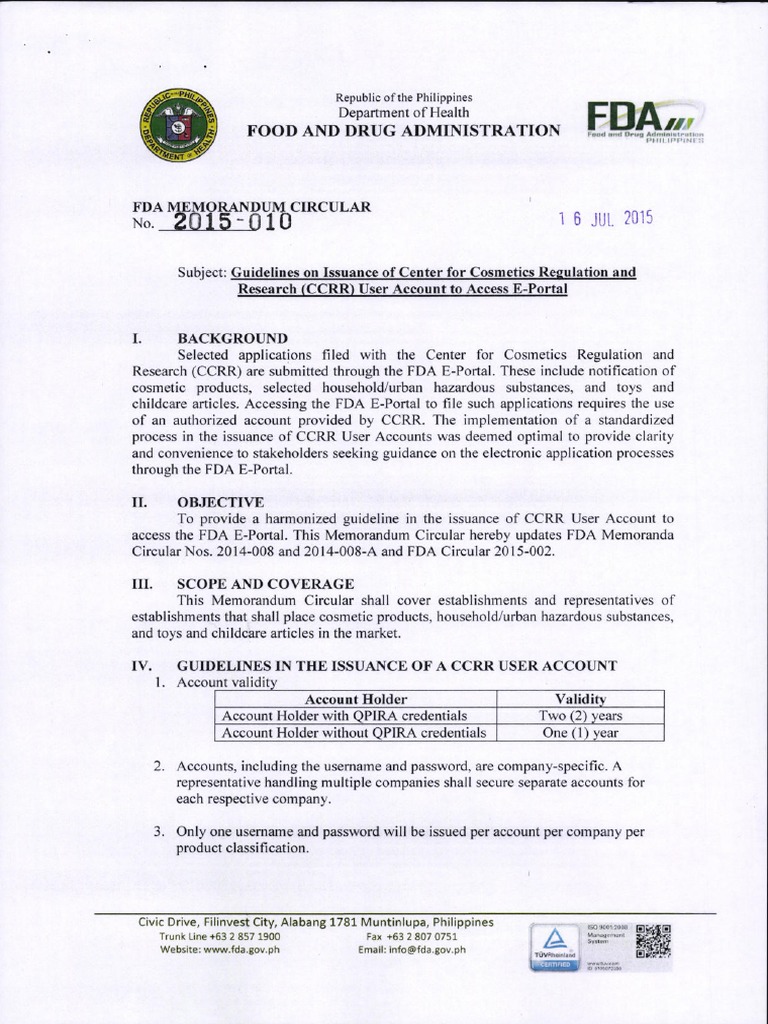 CCRR Initial and Renewal of Eportal User Account | PDF