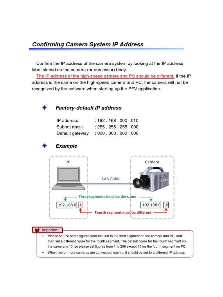 Confirming Camera System IP Address | PDF | Ip Address | Personal Computers