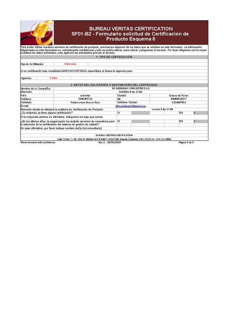Formato SF01-B2 Esquema 6 NTC 6072 | PDF | Business