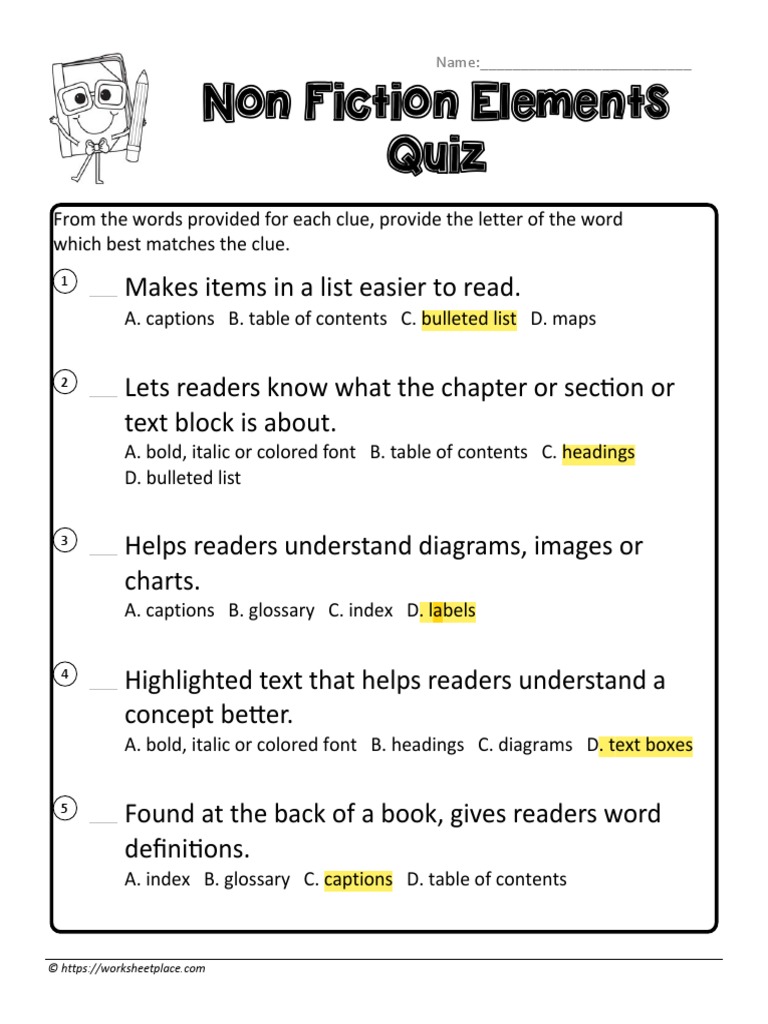 Elements of Non Fiction Quiz | PDF