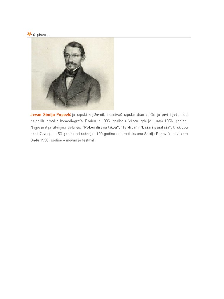 Jovan Sterija Popovic | PDF