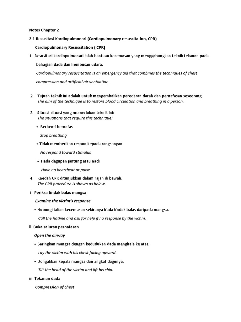 Notes F4 Chapter 2 Emergency Help | PDF