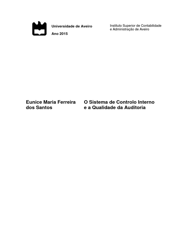 O Sistema de Controlo Interno e A Qualidade Da Auditoria | PDF ...