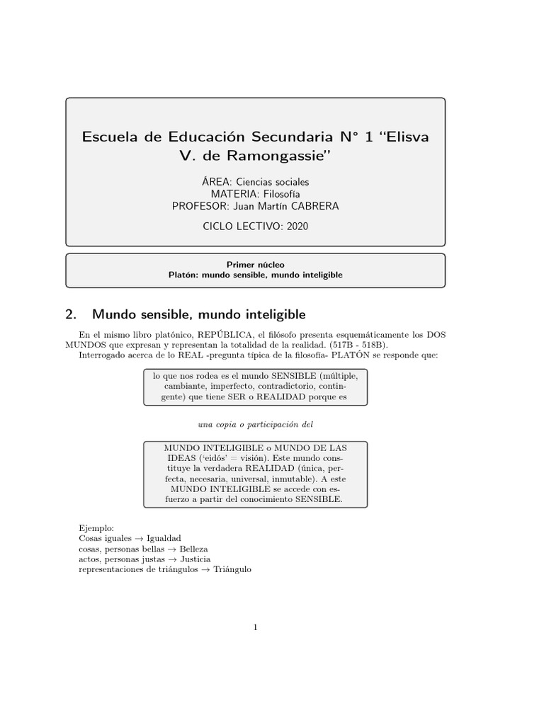 FIL - Apunte N.° 5 - Platón - Mundo Sensible, Mundo Inteligible | PDF ...