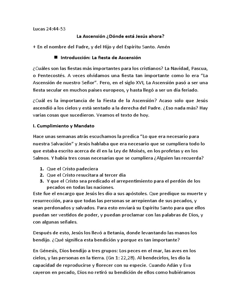 La Ascensión de Jesús: Significado y Reflexión | PDF | Ascension de ...