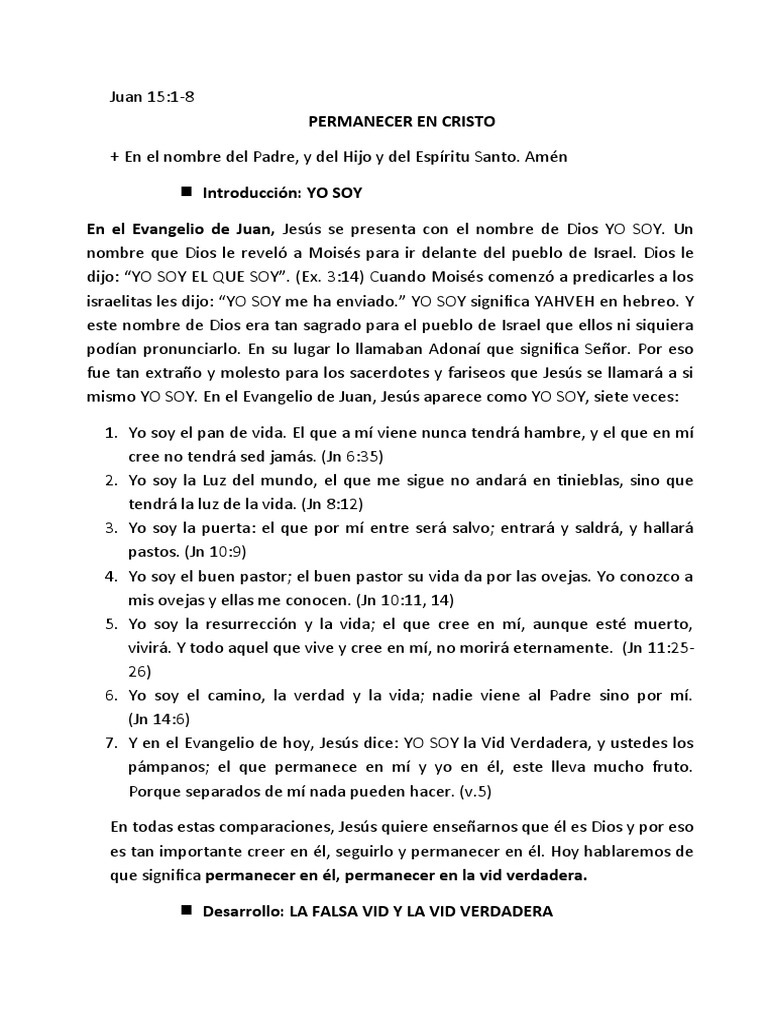 Juan 15, 1-8 | PDF | eucaristía | Jesús