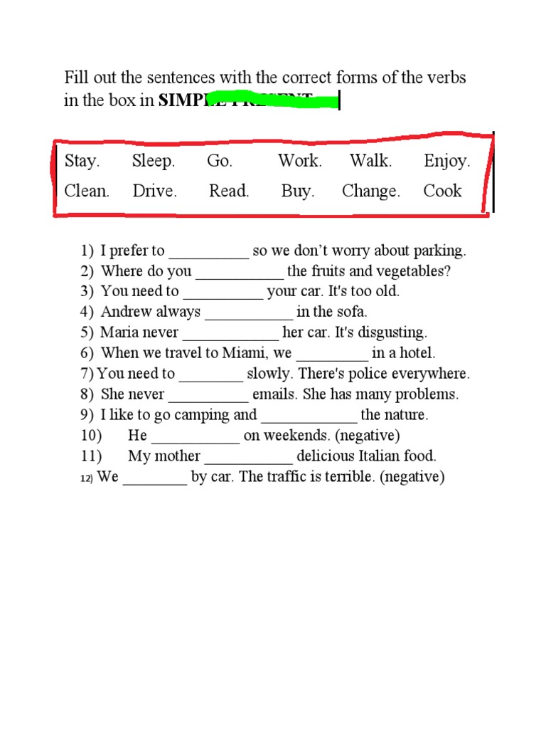 Exercises Simple Present | PDF