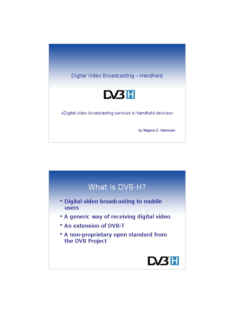 What Is DVB-H?: Digital Video Broadcasting - Handheld | PDF ...