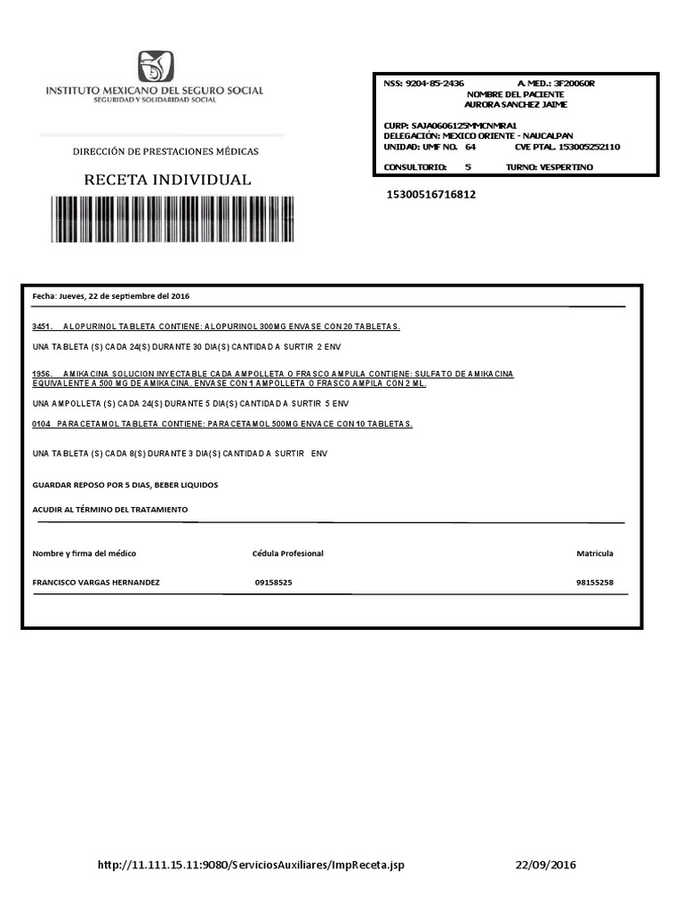 Receta IMSS Editable | PDF