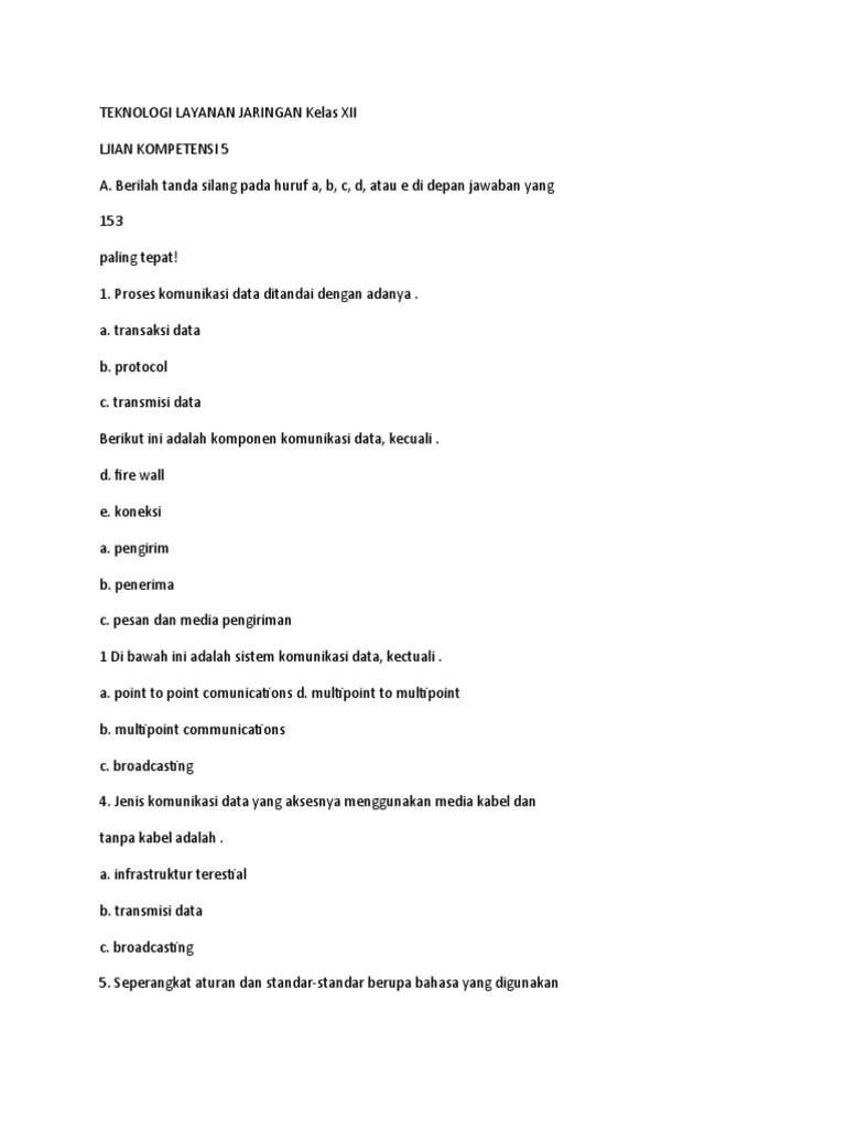 Soal UAS TLJ 12 | PDF