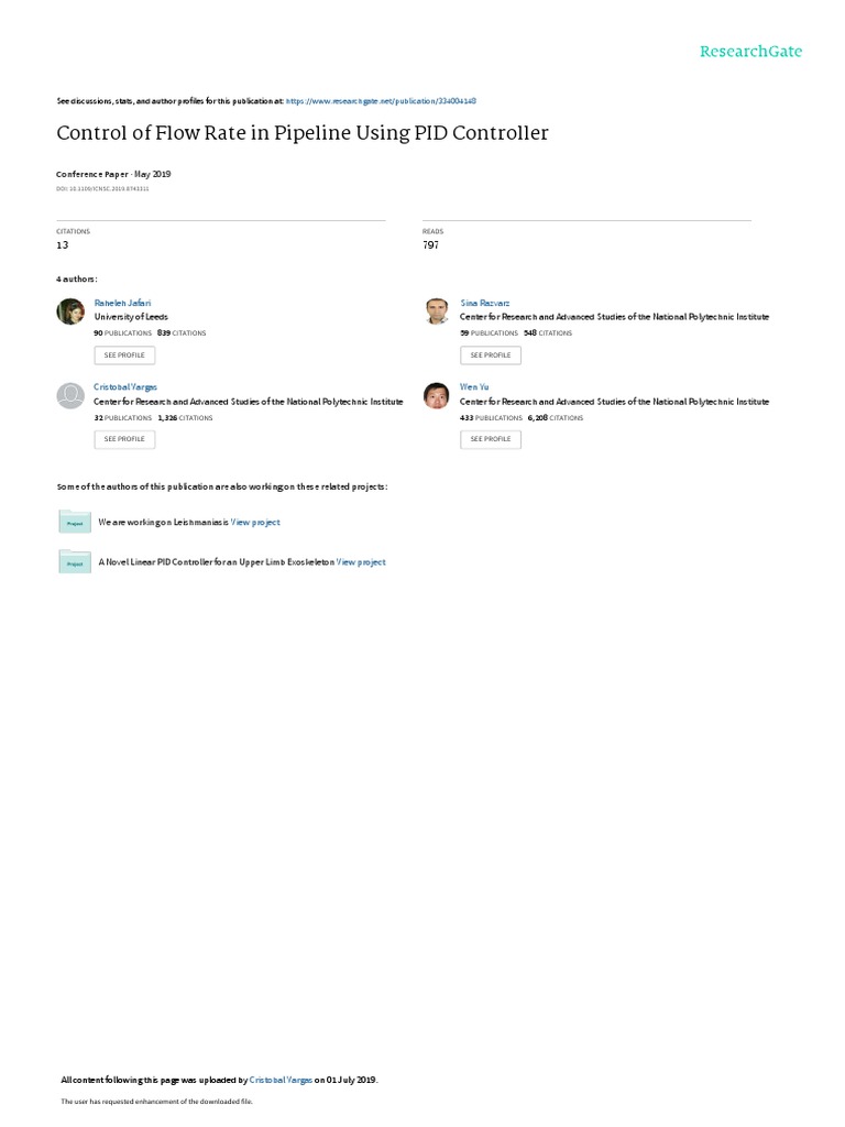 Control of Flow Rate in Pipeline Using PID Controller: Conference Paper | Download Free PDF ...