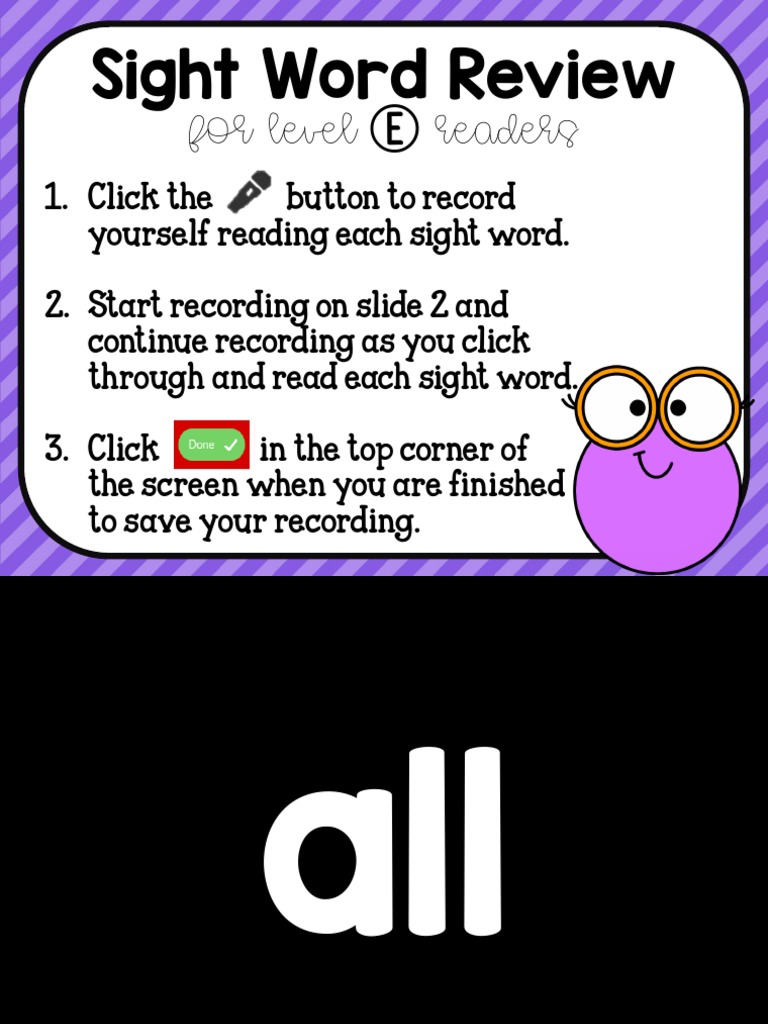 Level E - Sight Word Review | PDF | Language Arts & Discipline | Self ...