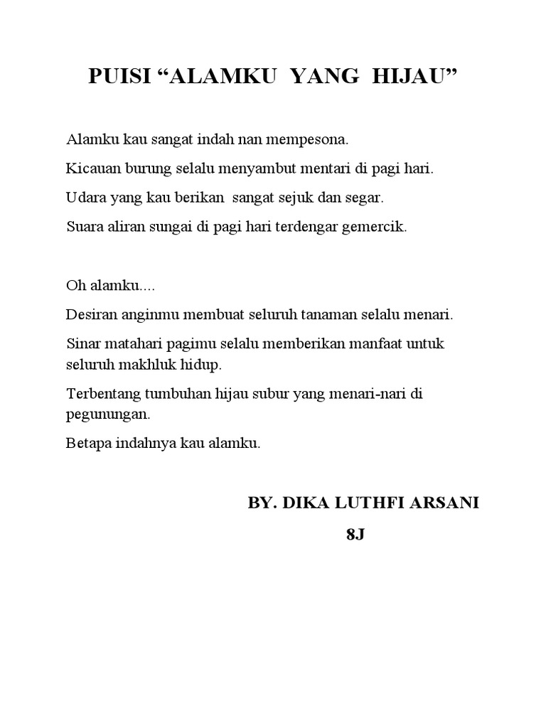 PUISI Alam Hijau - Dika Luthfi Arsani | PDF | Sains & Matematika
