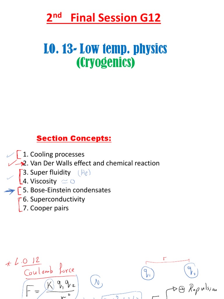 2 Final Session G12: LO. 13-Low Temp. Physics | PDF | Intermolecular ...