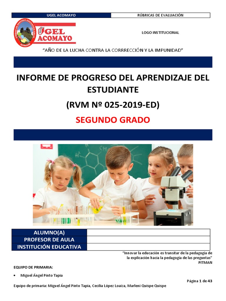 2 Informe Progreso Aprendizaje - Segundo Grado | PDF | Evaluación ...