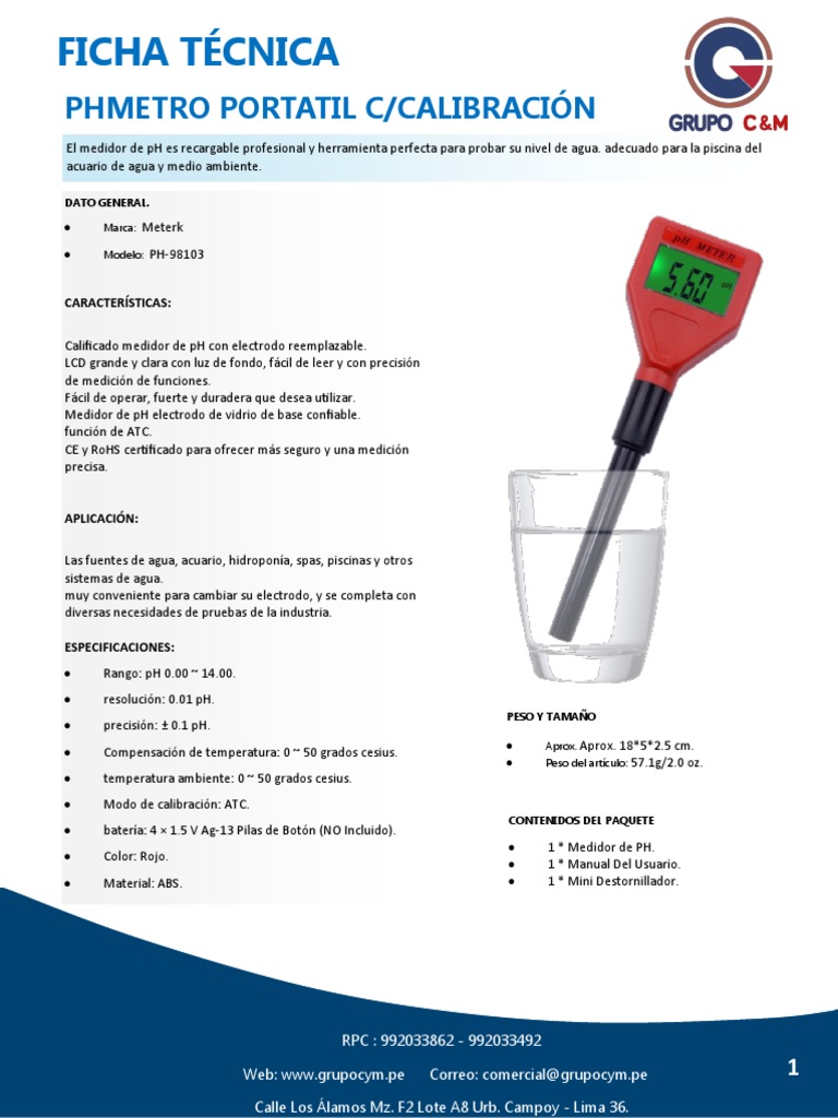 Ficha Tecnica Phmetro T 1 | PDF | Science | Electrónica