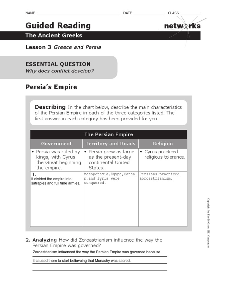 Ch. 7-3 Greece and Persia Guided Reading | PDF | Ancient Greece ...