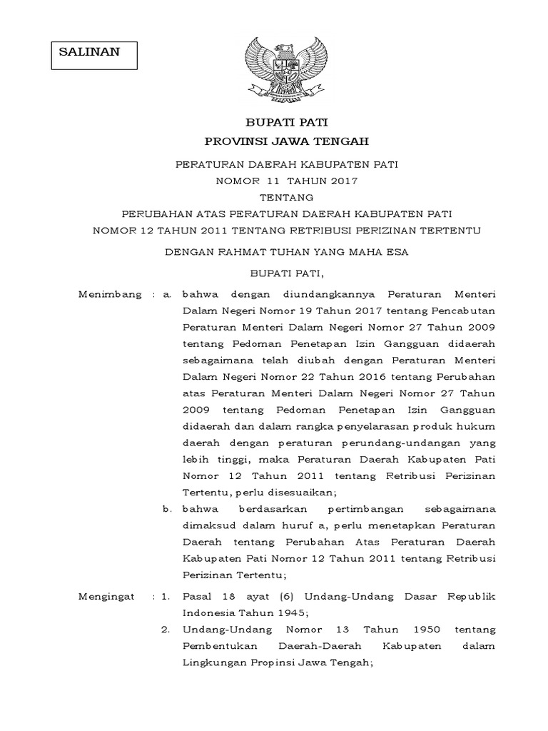 Perda 11 Tahun 2017 | PDF