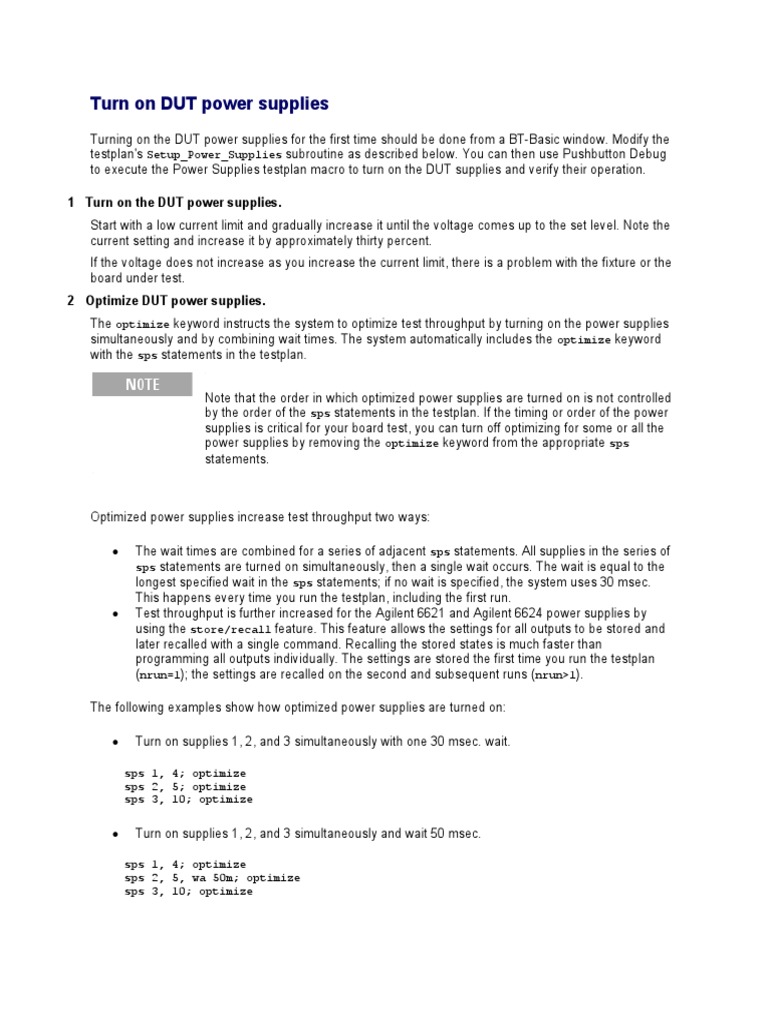 Power Supply Setup for DUT Testing | PDF | Power Supply | Electrical ...