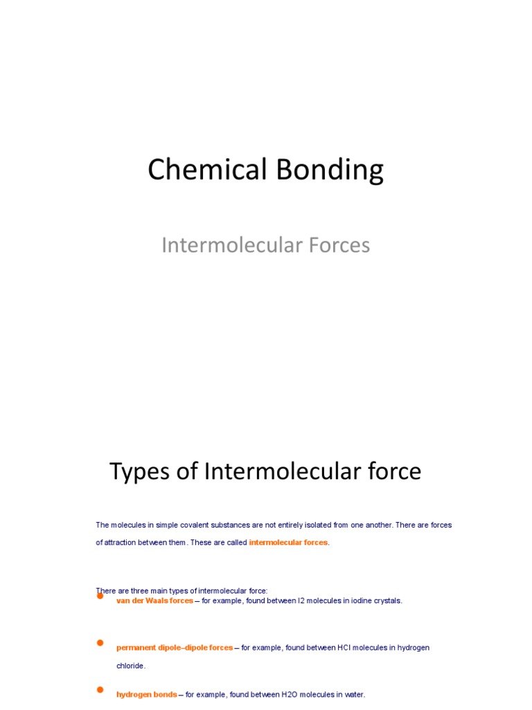 Intermolecular Forces PPT AS Alevels | PDF | Intermolecular Force ...